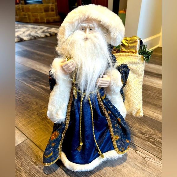 Holiday | Vintage Santa In Navy Blue Gold Robe | Poshmark